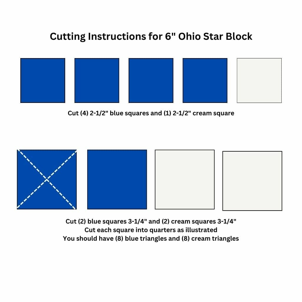 Cutting-Instructions-for-6-Ohio-Star-Block | Repro Quilt Lover